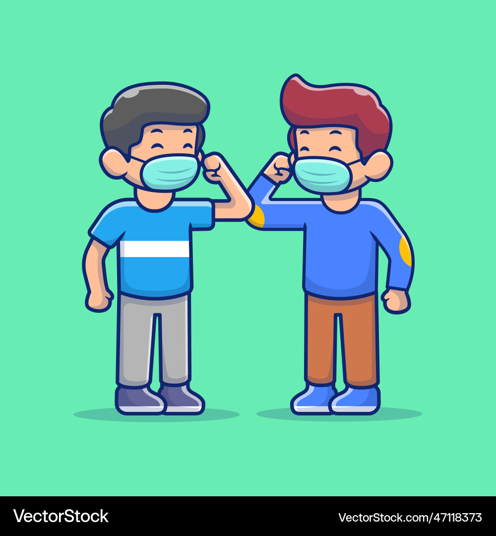 Elbow bump greeting people cartoon Royalty Free Vector Image
