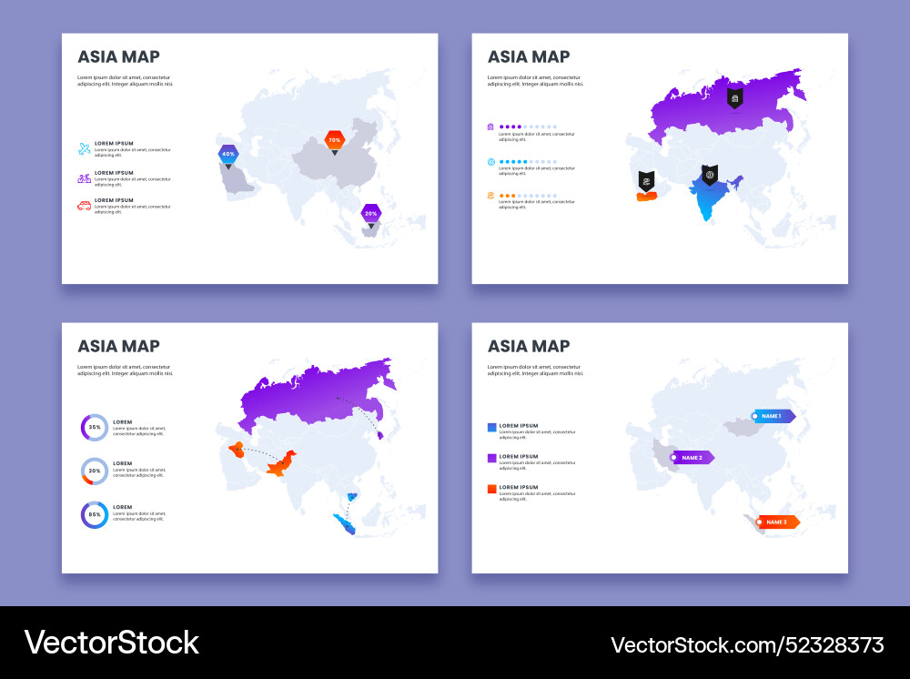 Gradient asia map infographic Royalty Free Vector Image
