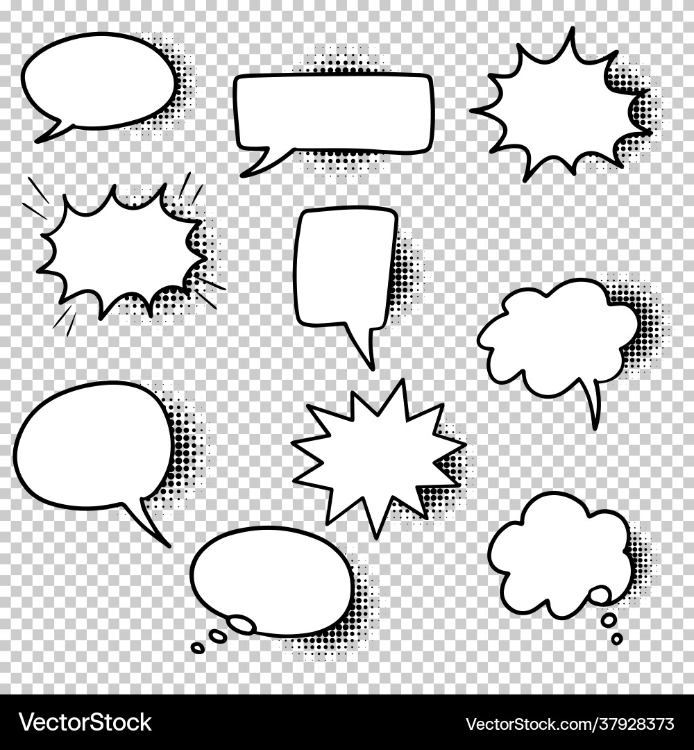 Hand drawn set speech bubbles isolated Royalty Free Vector Hand drawn set speech bubbles isolated Royalty Free Vector