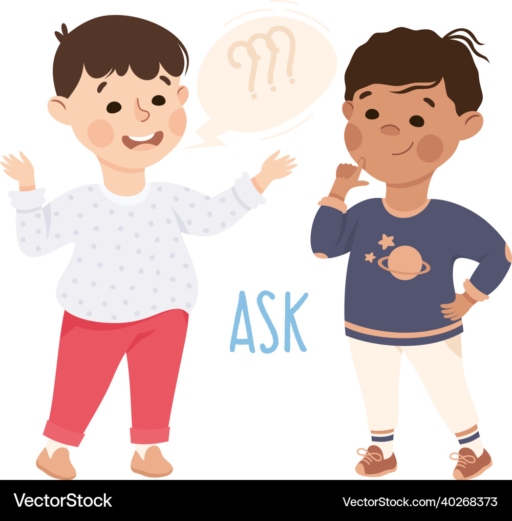 Little boy asking question to his agemate Vector Image