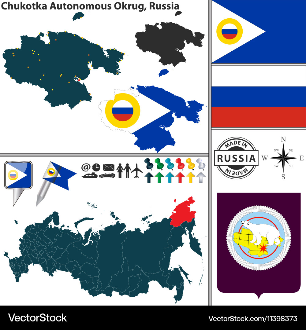 Map of autonomous okrug chukotka Royalty Free Vector Image