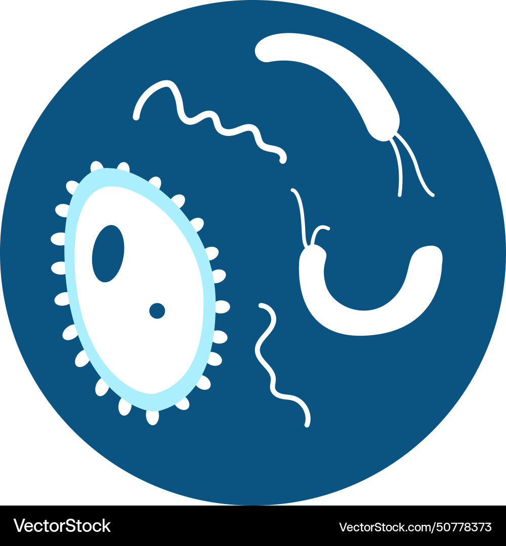 Microbes round icon biology symbol microscopic Vector Image