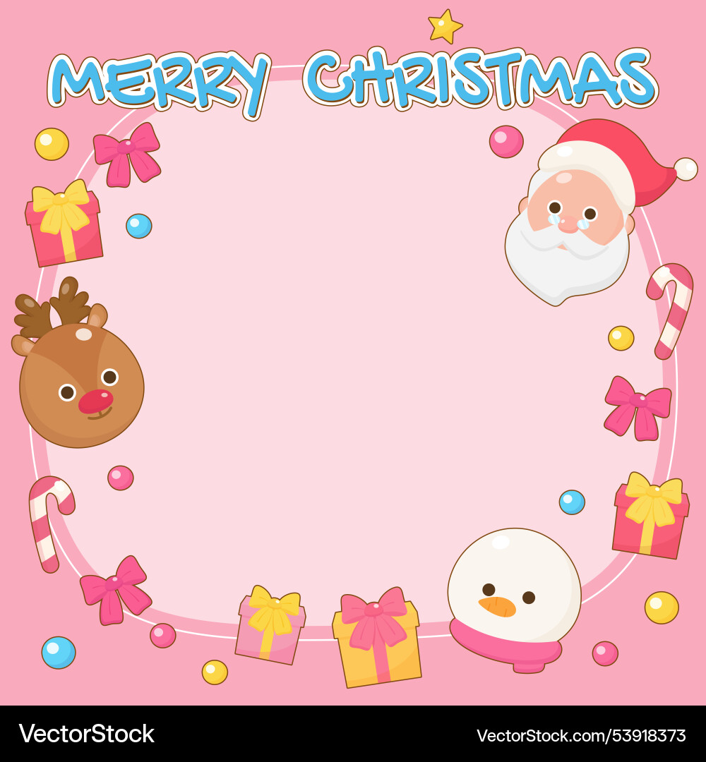 Pink merry christmas celebrating frame 1 Vector Image