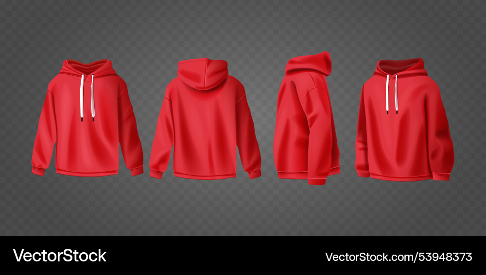 Realistic Red Hoodie Mockup Royalty Free Vector Image