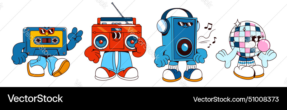 Retro music character for disco party Royalty Free Vector