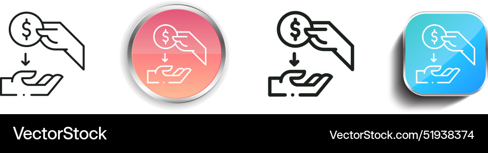 Borrow icon thin linear regular and button style Vector Image