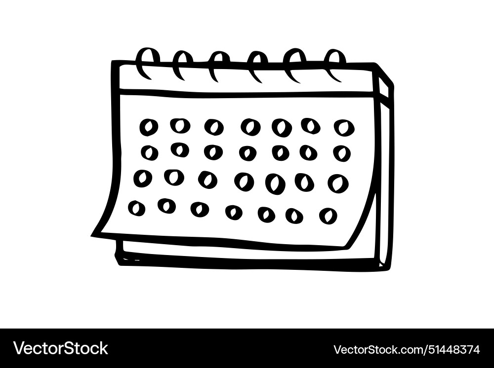 Calendar doodle schedule hand drawn sketch style Vector Image