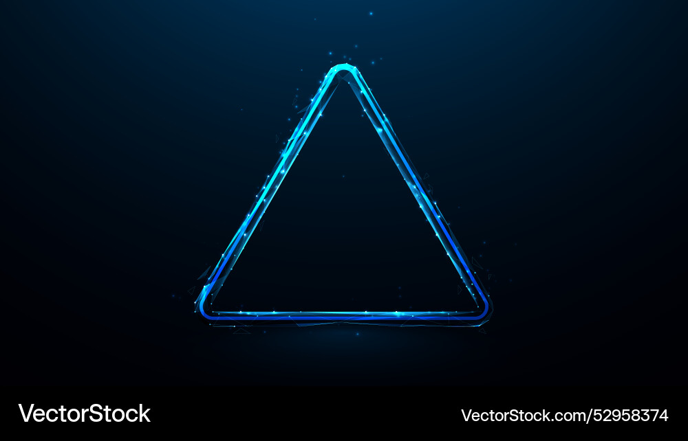Emergency warning triangle sign glowing low poly Vector Image