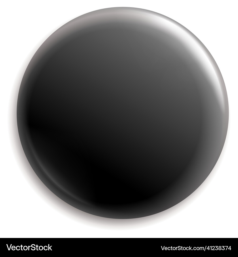 Round pin button template black glossy realistic Vector Image