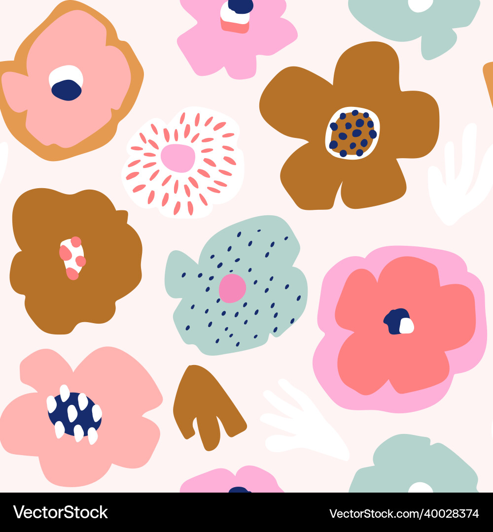 Seamless floral pattern in cut out style creative Vector Image
