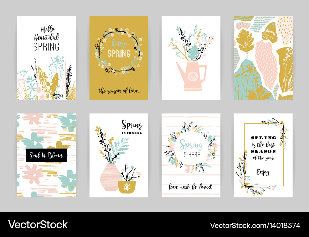 Set of artistic creative spring cards Royalty Free Vector