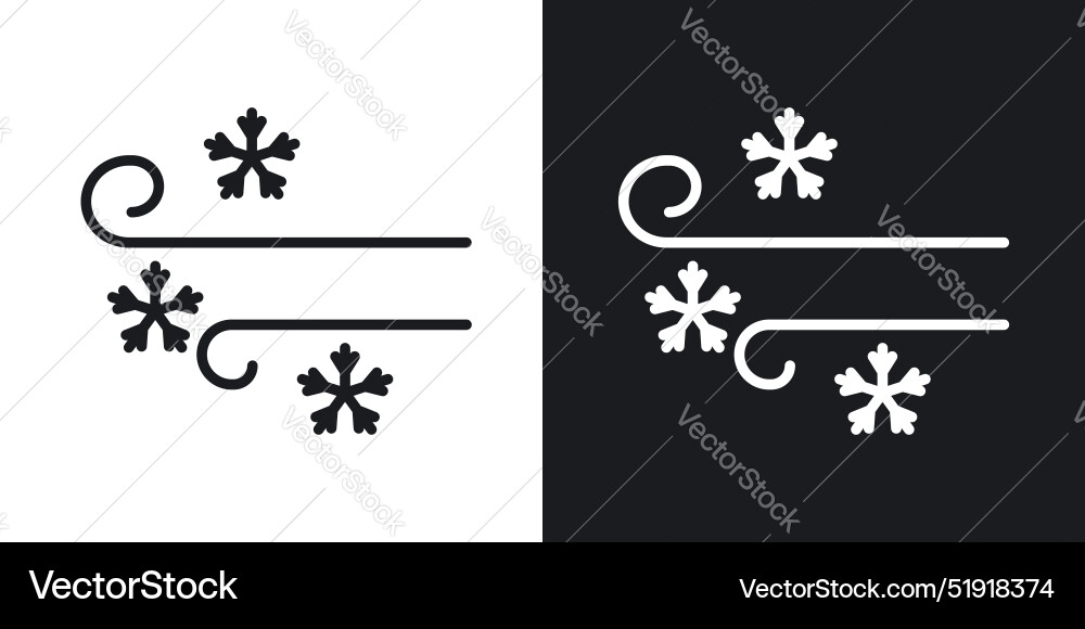Snow blowing icon set in solid black and white Vector Image