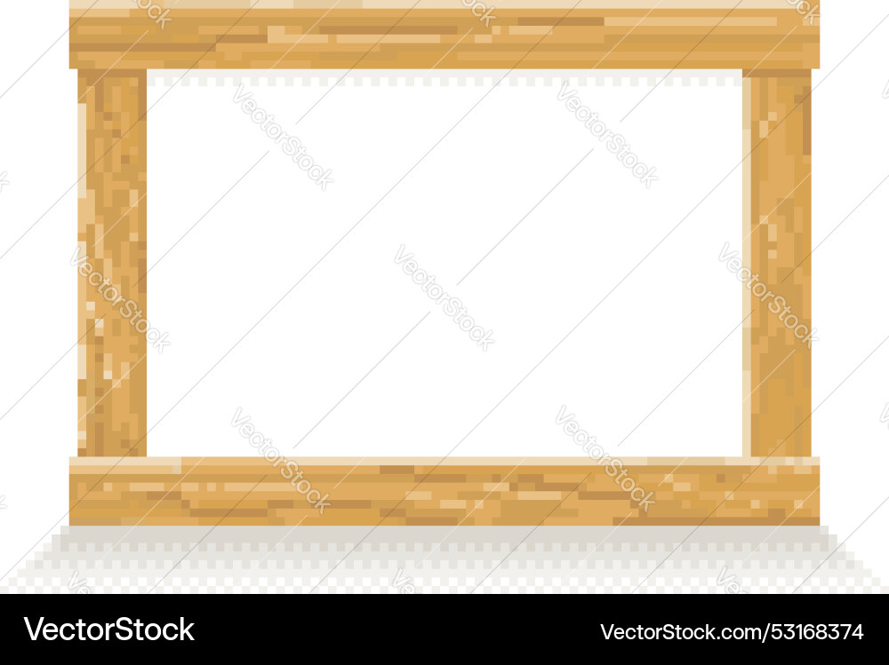Wooden pixel art background sign Royalty Free Vector Image