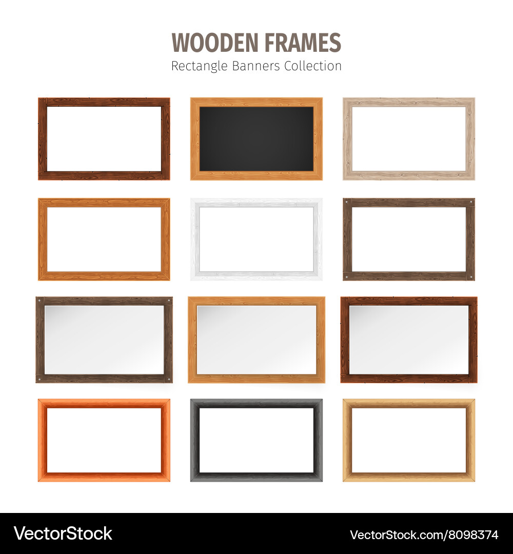 Wooden rectangle banners set Royalty Free Vector Image