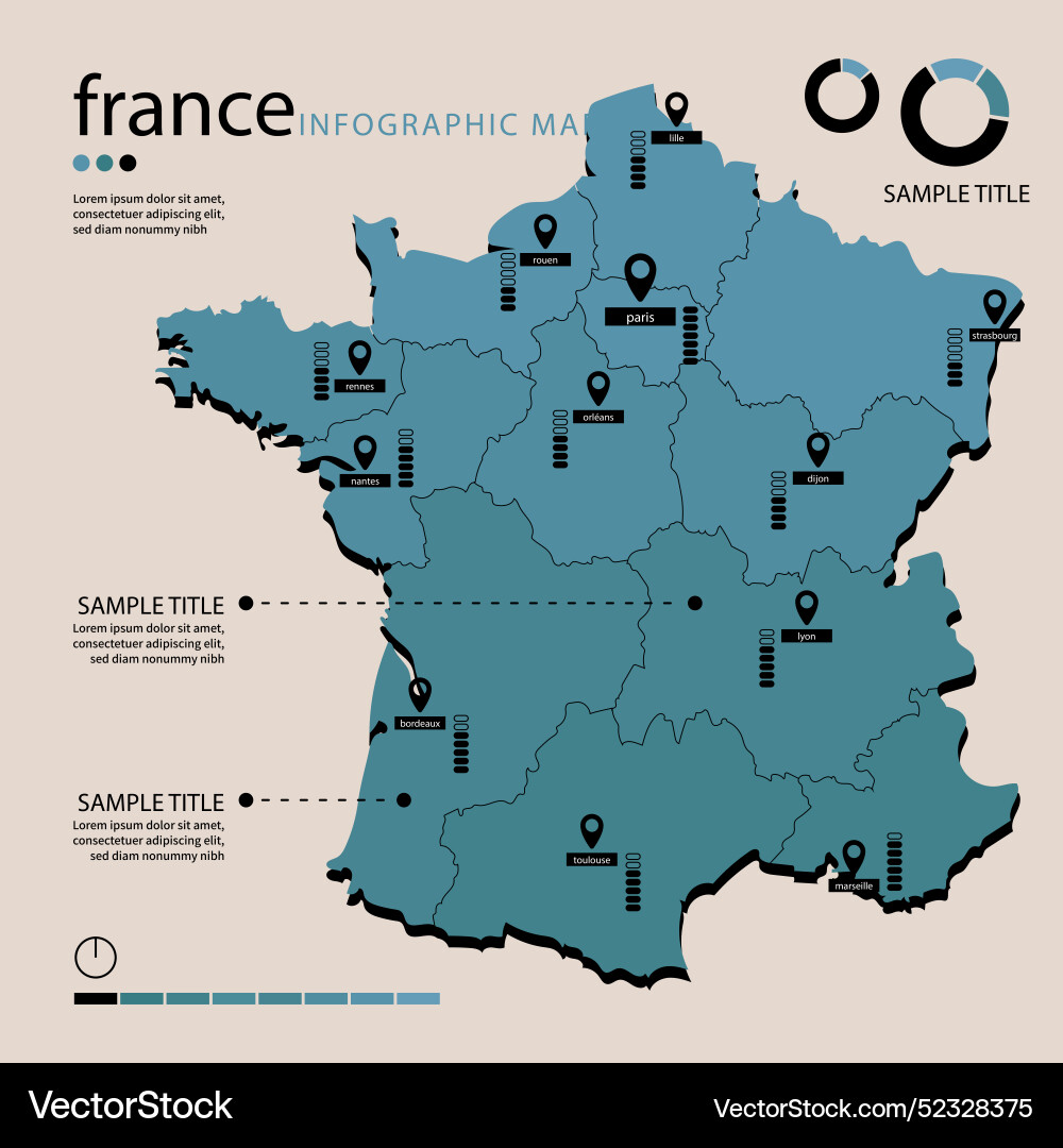 France map infographic in flat design Royalty Free Vector