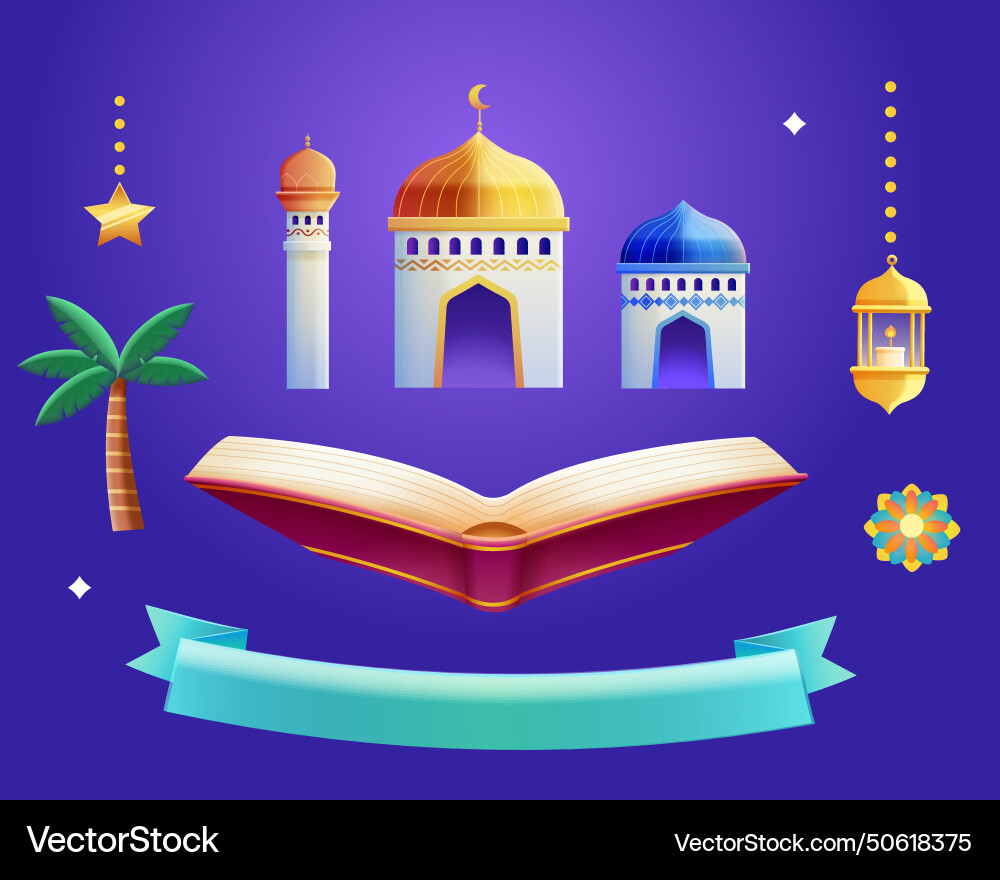 Islamic holiday element set Royalty Free Vector Image