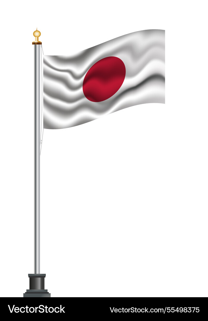 Japanese flag waving on a flagpole Royalty Free Vector Image