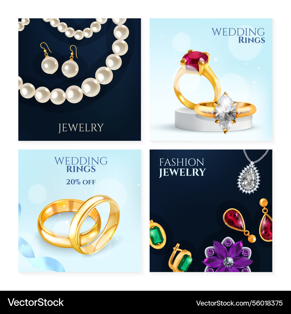 Jewelry realistic set Royalty Free Vector Image
