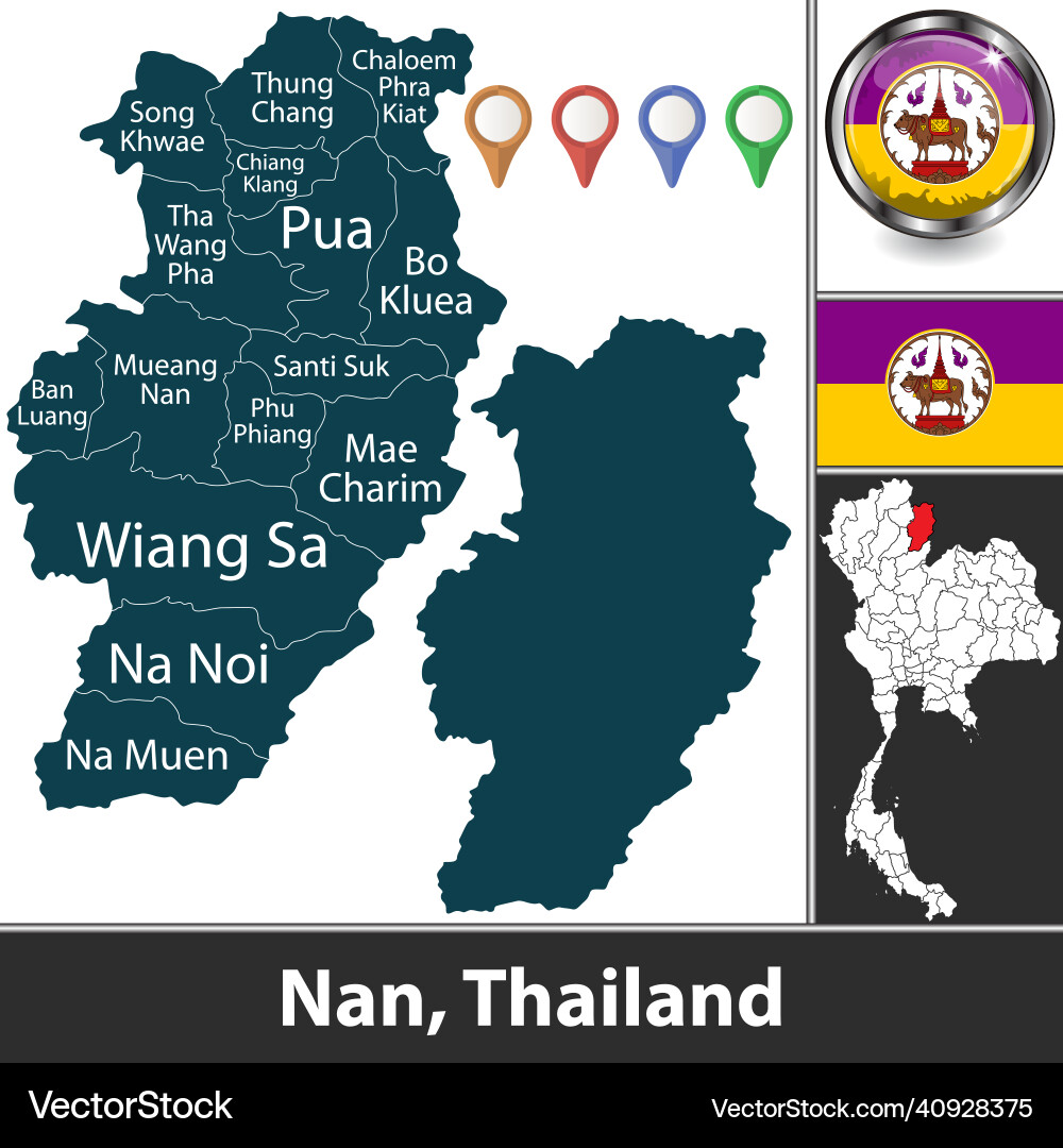 Map of nan thailand Royalty Free Vector Image - VectorStock