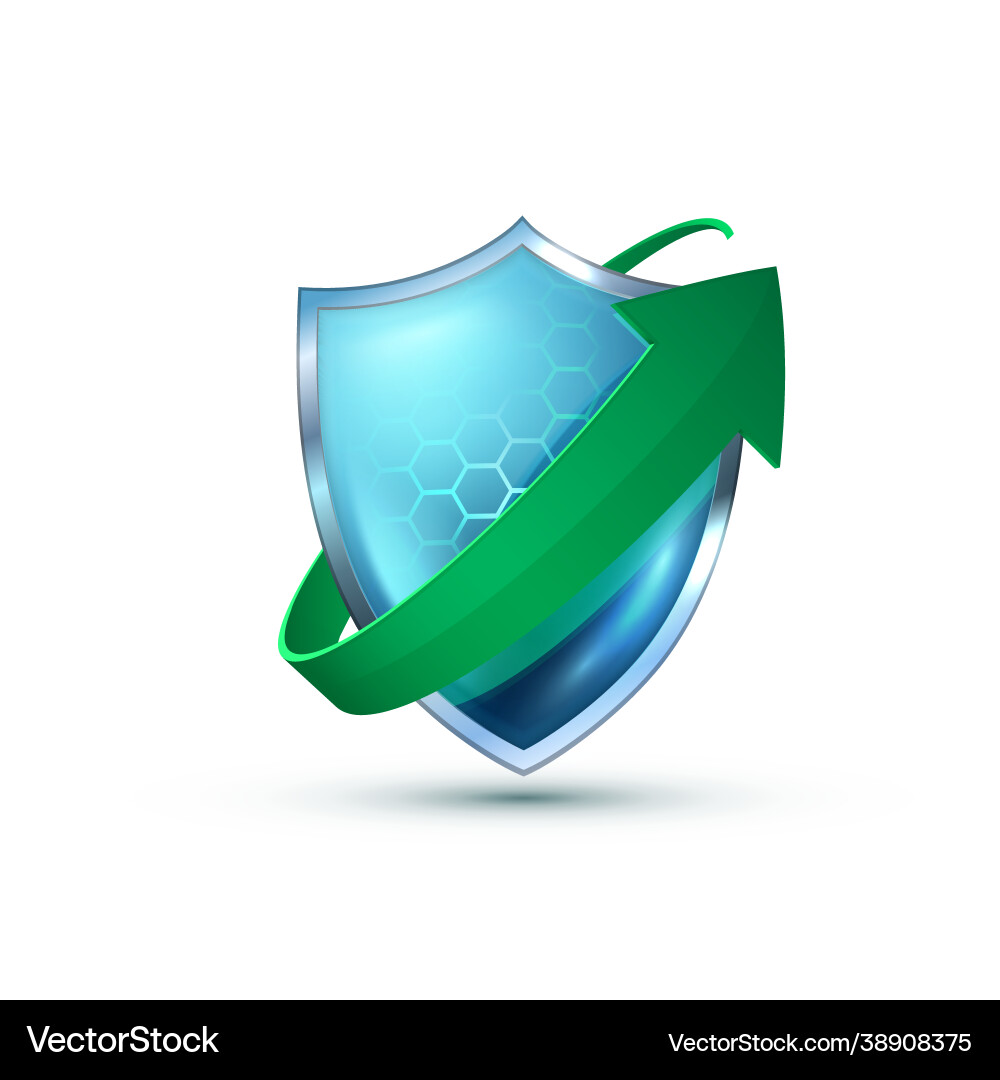 Realistic blue glass 3d guard shield icon Vector Image