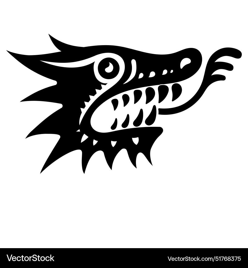 Scandinavian design old dragon head Royalty Free Vector