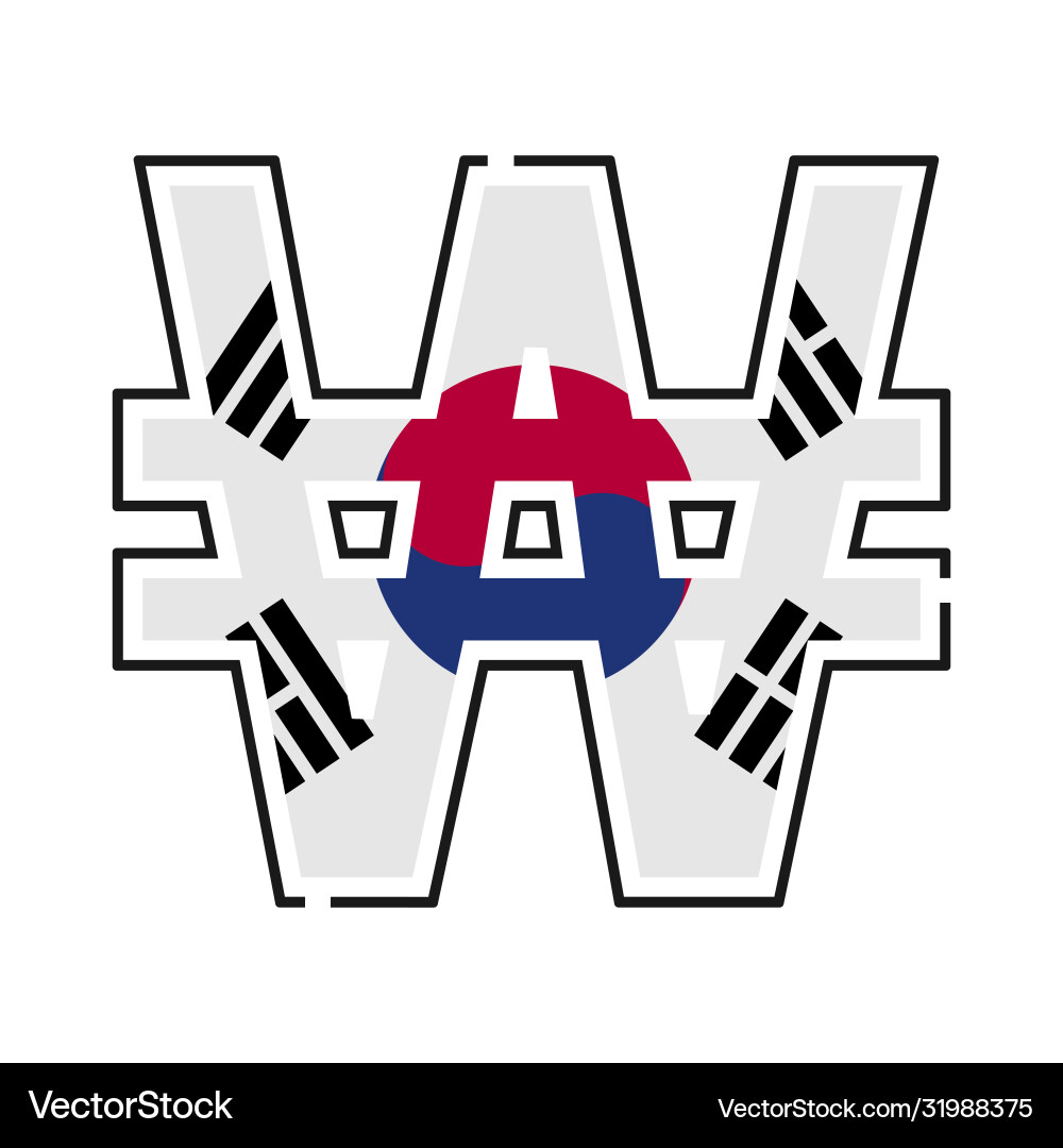 Won currency symbol south korean Royalty Free Vector Image