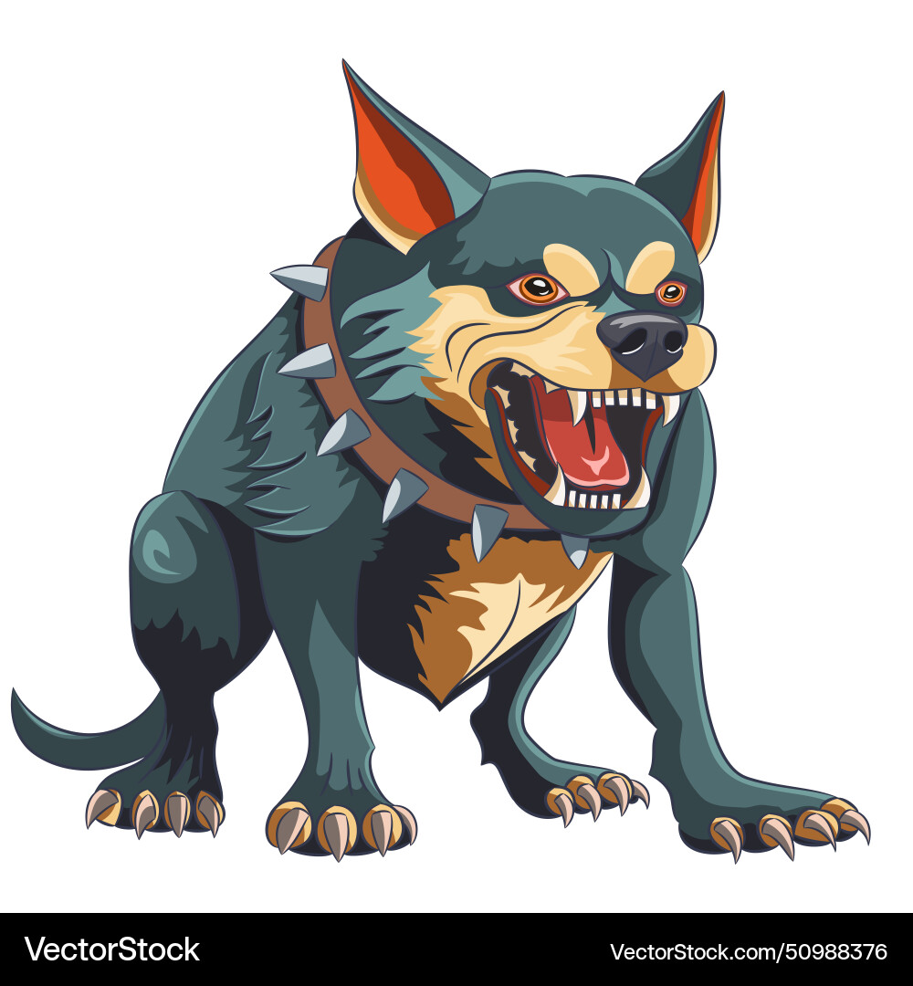 Angry aggressive dog in a collar with spikes Vector Image