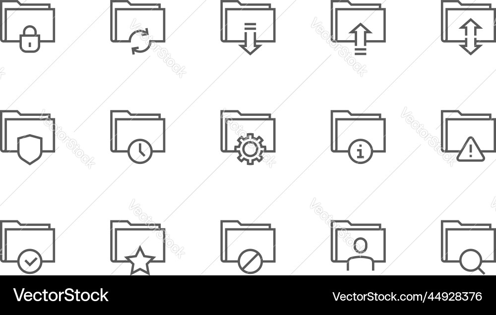 Archive and folders line icons set Royalty Free Vector Image