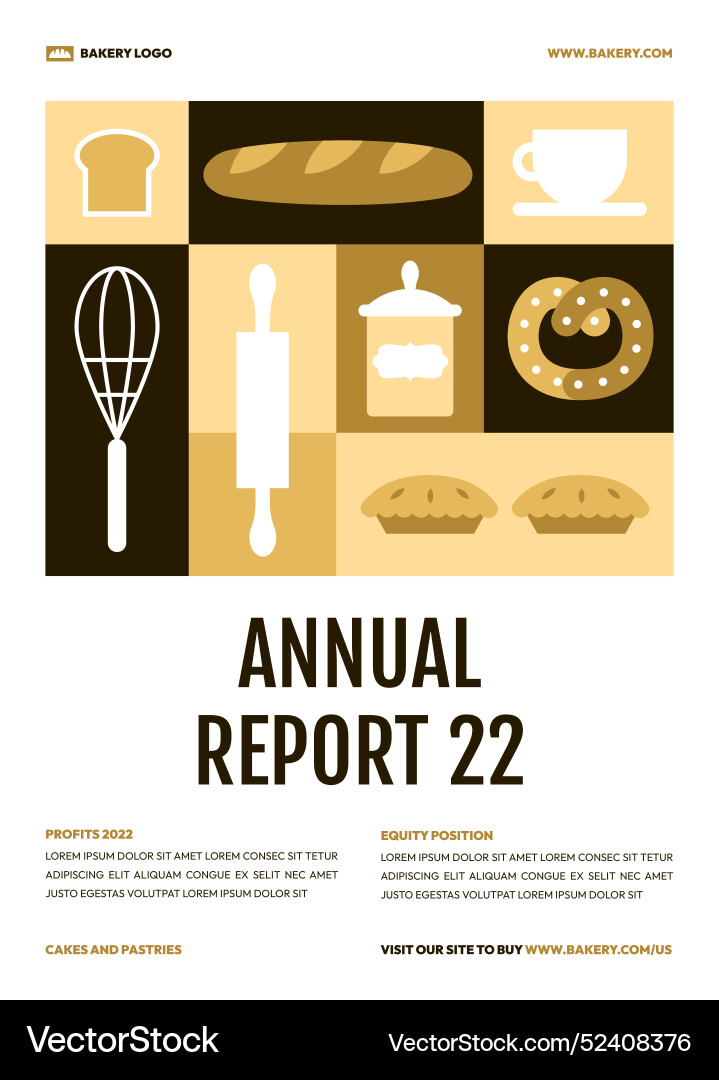 Bakery annual report template Royalty Free Vector Image