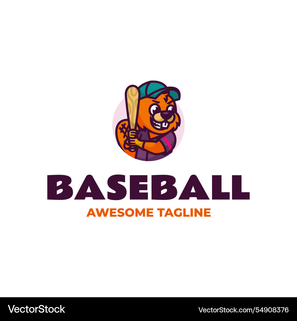 Baseball simple mascot logo Royalty Free Vector Image