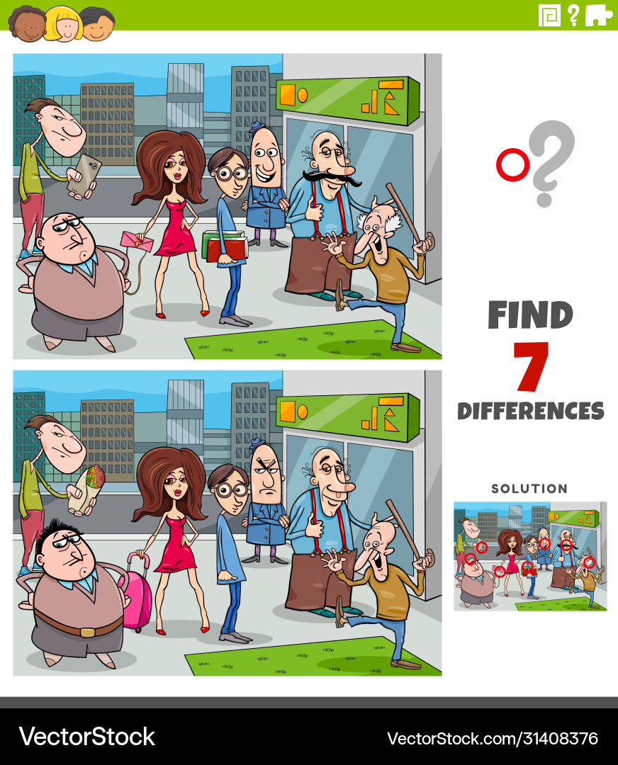 Differences educational task with cartoon people Vector Image