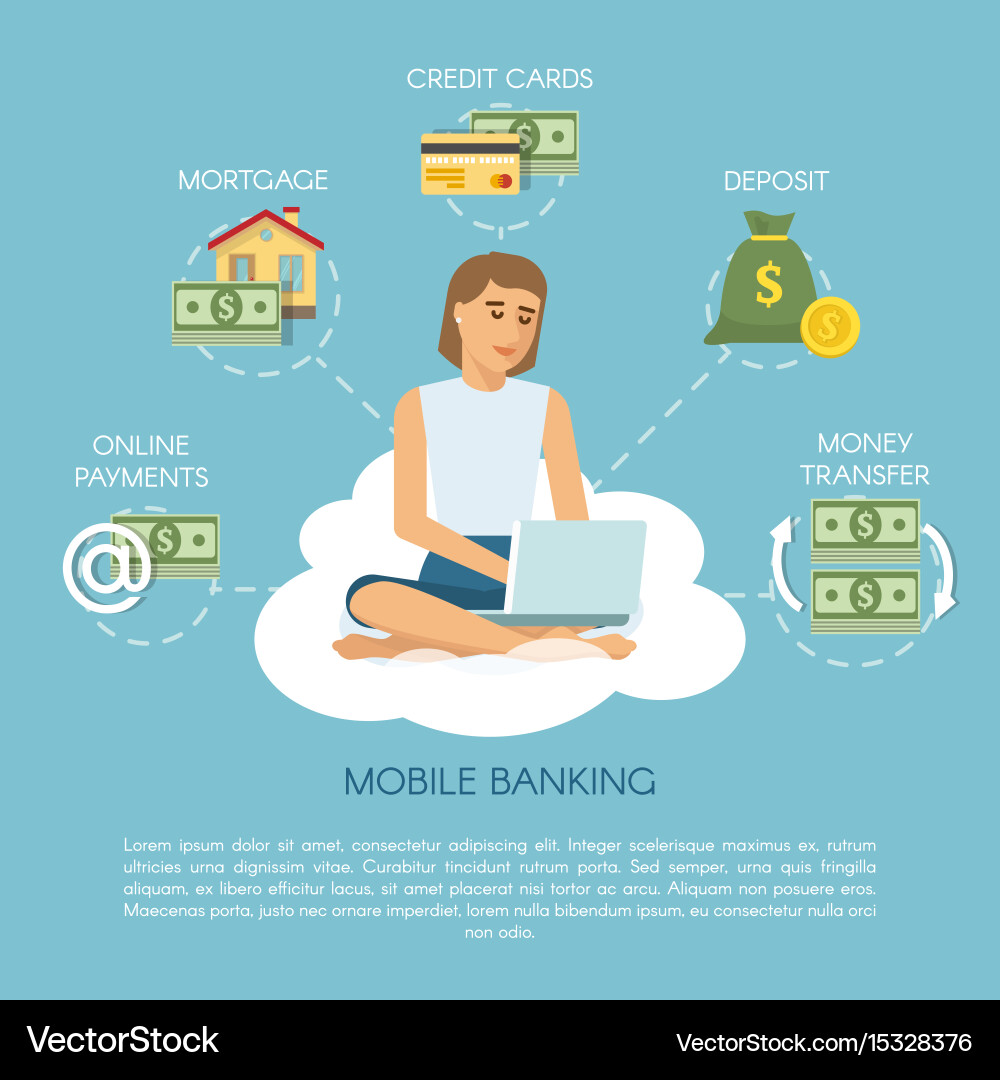Flat mobile banking concept Royalty Free Vector Image