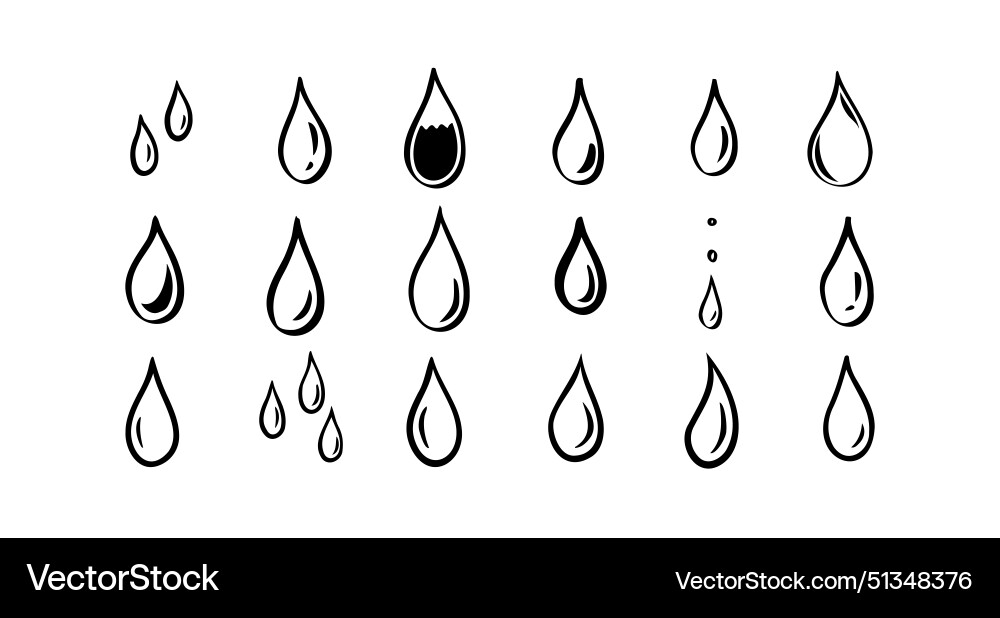 Hand drawn doodle water drop drops icons Vector Image