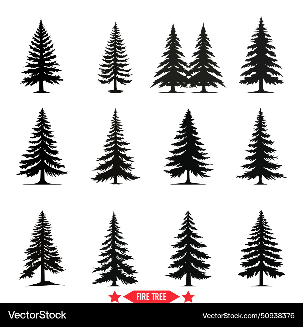 Ignited canopy striking firetree silhouettes Vector Image