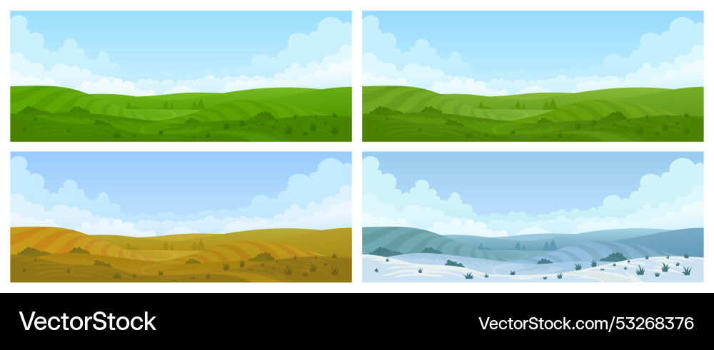 Nature landscape seasons summer autumn spring Vector Image