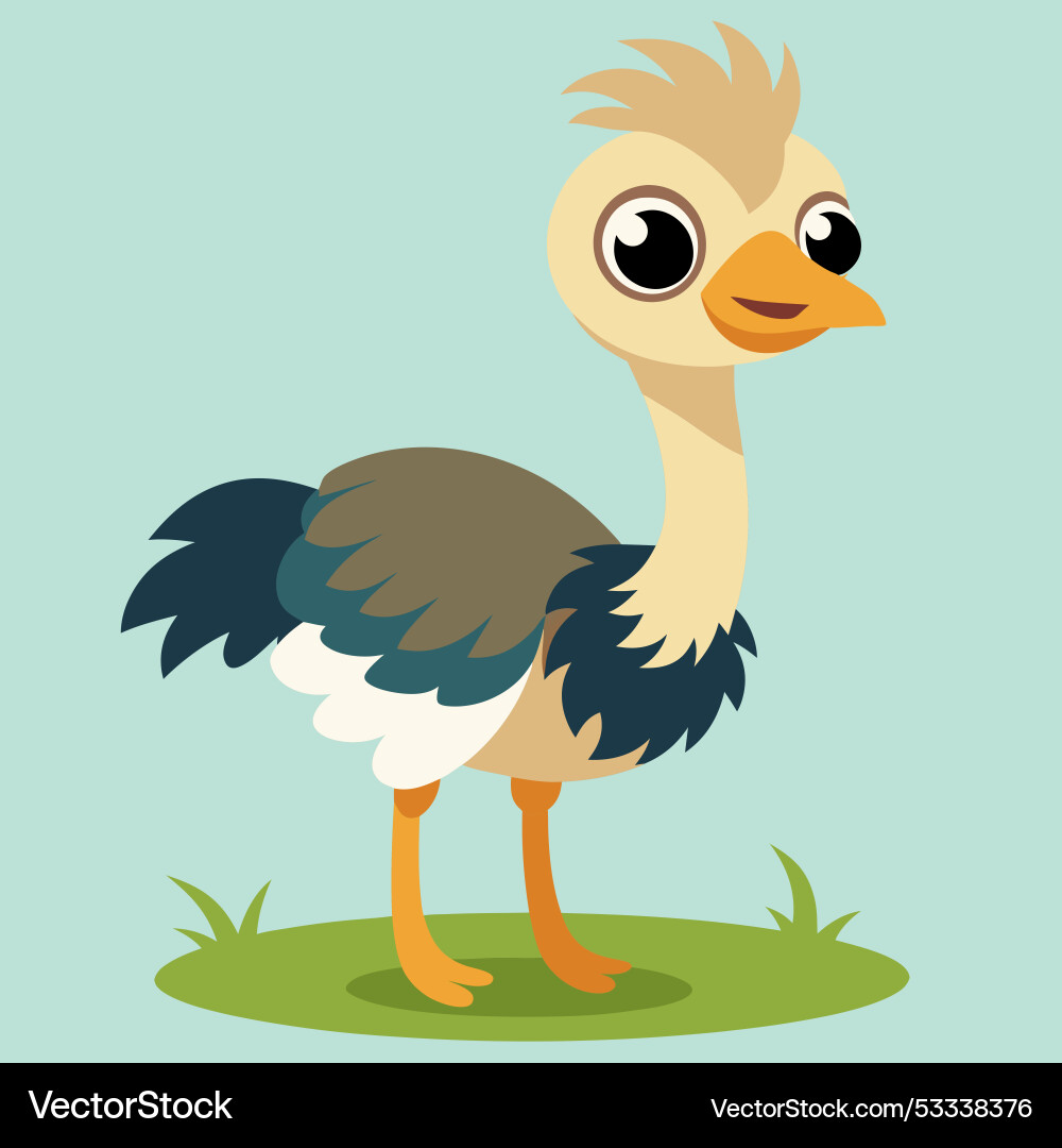 Print elegant ostrich art set with detailed Vector Image