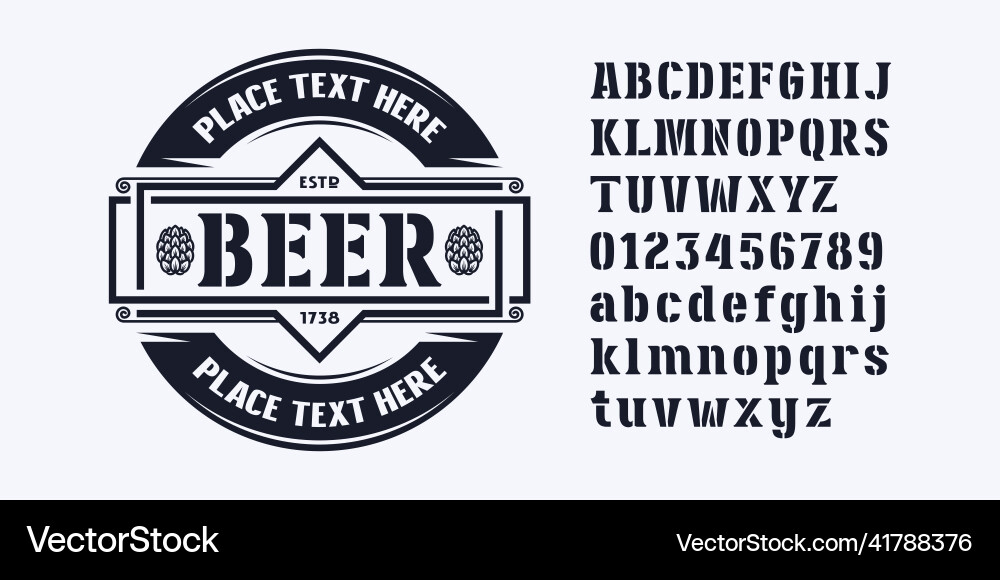 Stencil-plate serif font and template label Vector Image