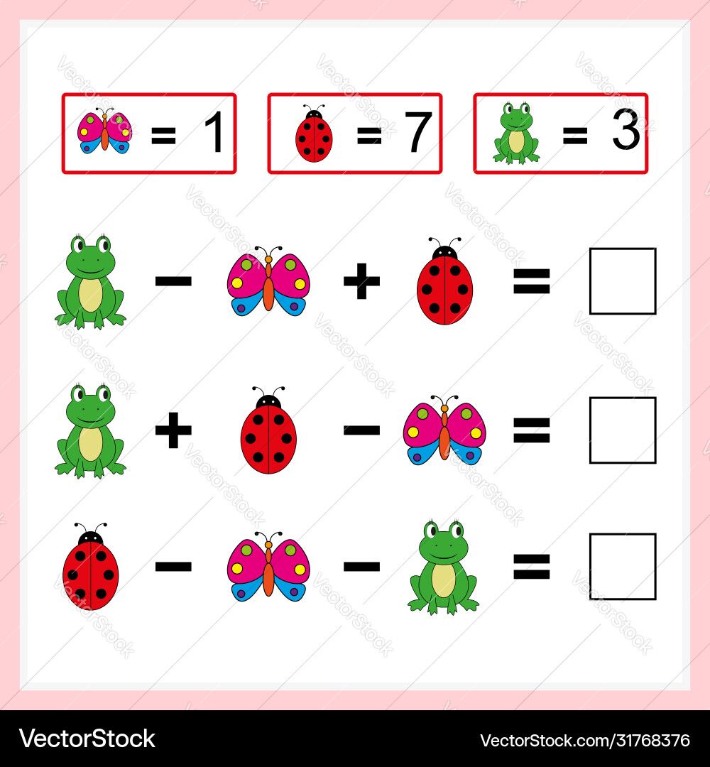 Worksheet mathematical puzzle game learning Vector Image