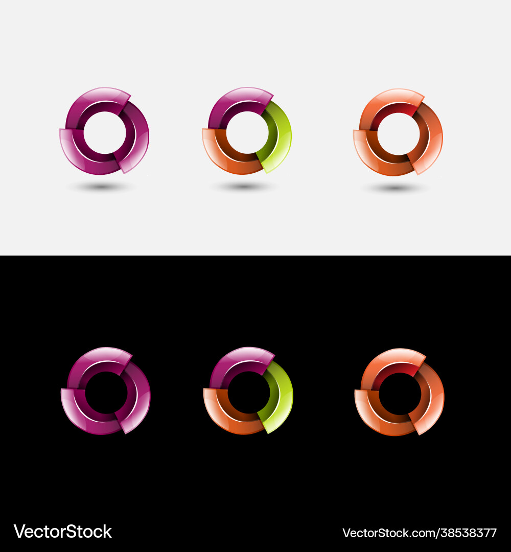 3d circle colorful logo with glossy blades Vector Image