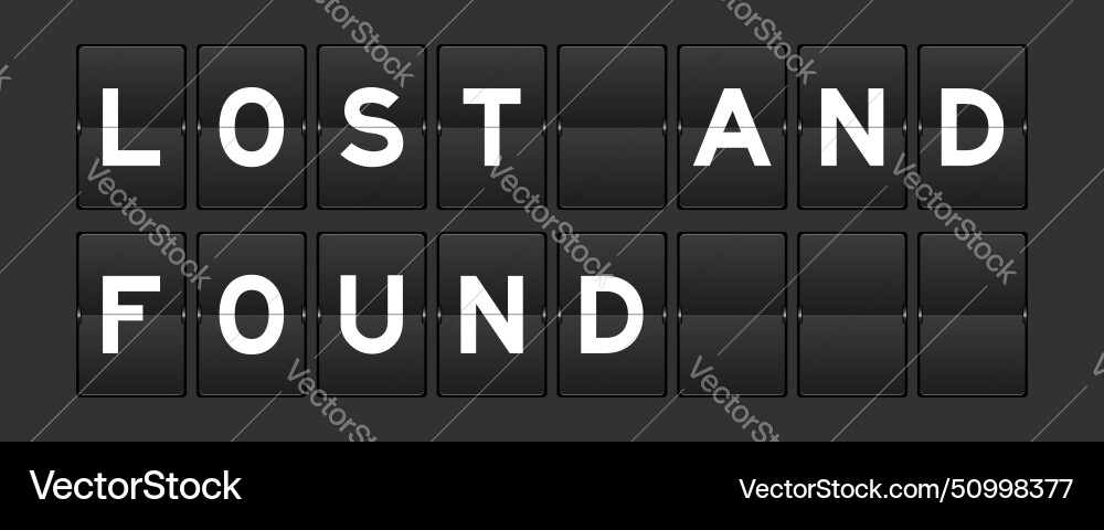 Black color analog flip board with word lost Vector Image