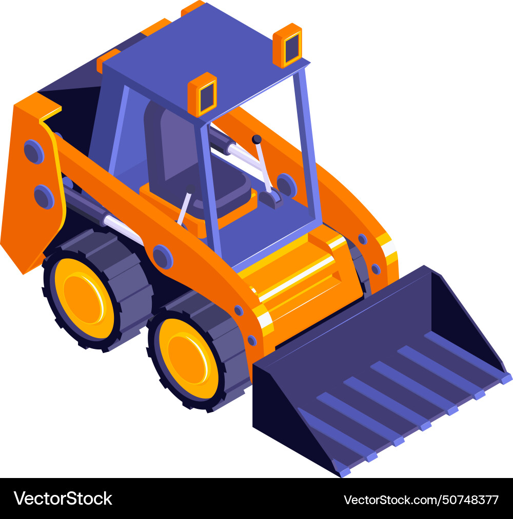 Bobcat loader isometric composition Royalty Free Vector