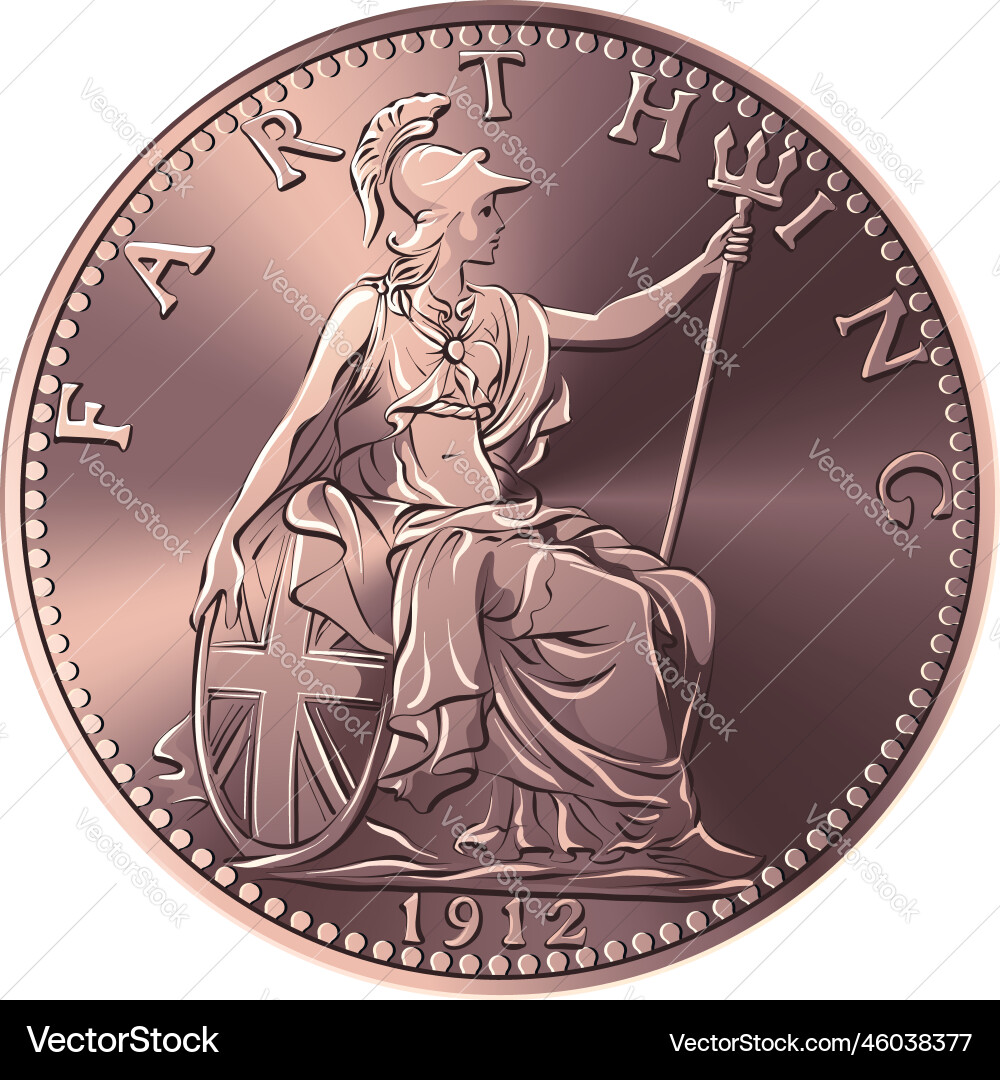 British money farthing britannia reverse Vector Image