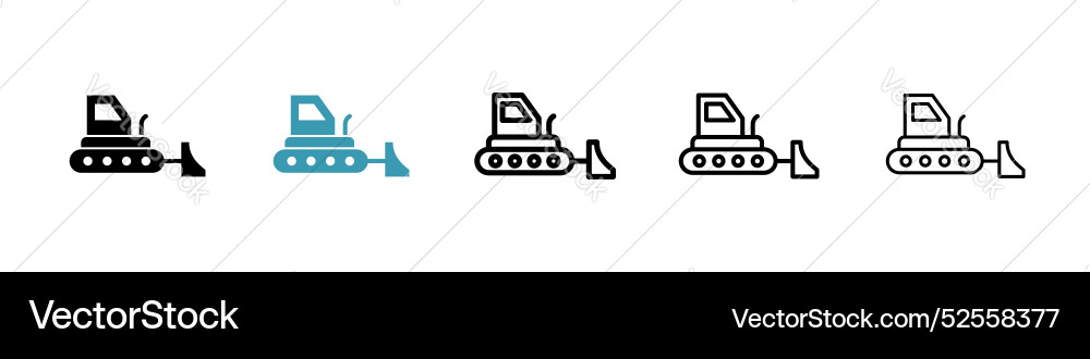 Bulldozer icon set on white background Royalty Free Vector