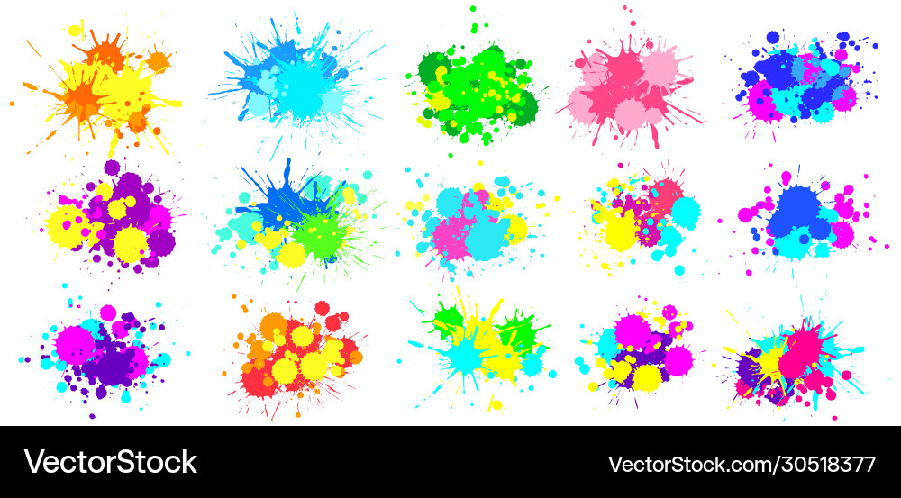Color splatter colorful paint splash bright Vector Image