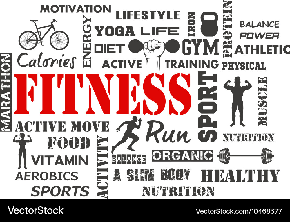 Fitness & Exercise Word Art Royalty Free Vector Image