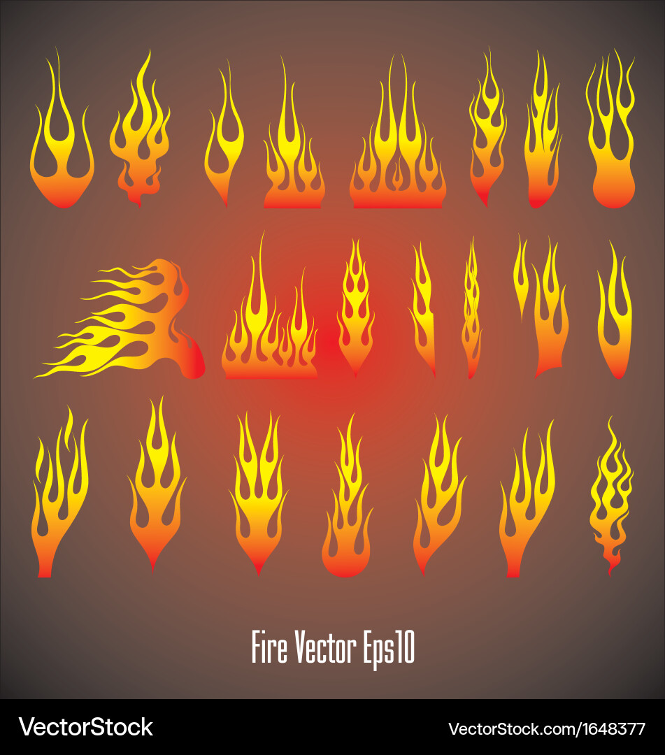 Flaming Fire Set Royalty Free Vector Image - VectorStock