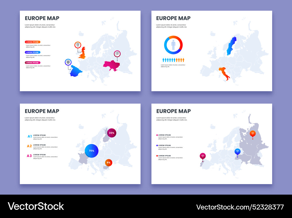 Gradient europe map infographic Royalty Free Vector Image