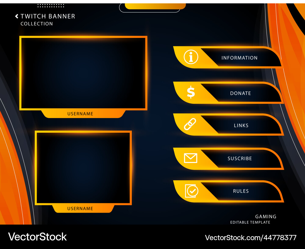 Twitch banner collection for live stream template Vector Image