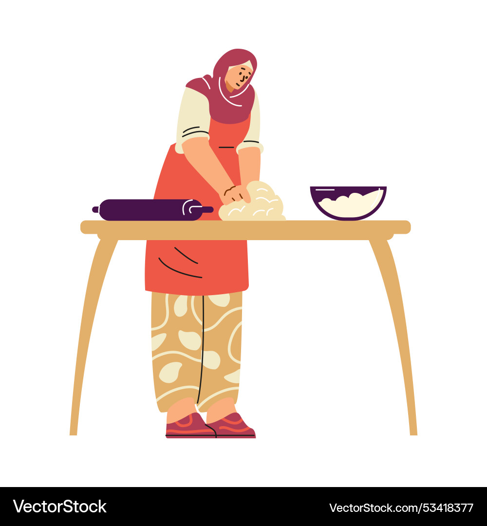 Woman kneading dough Royalty Free Vector Image