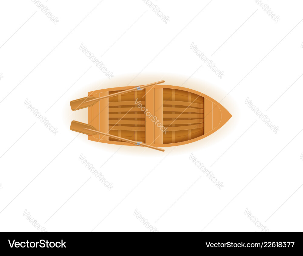Wooden boat top view Royalty Free Vector Image